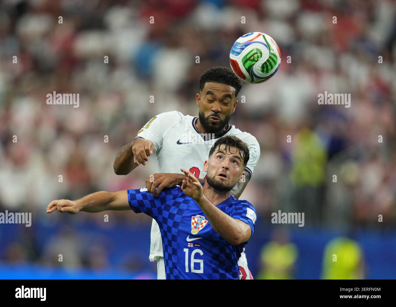Reece James (England) and Martin Baturina (Croatia) battle for the ball ...