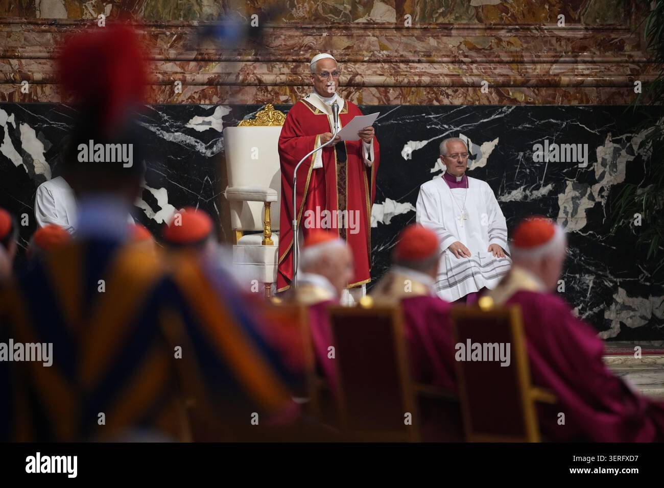 Pope Leo XIV celebrates the funeral service for late Cardinal Camillo ...