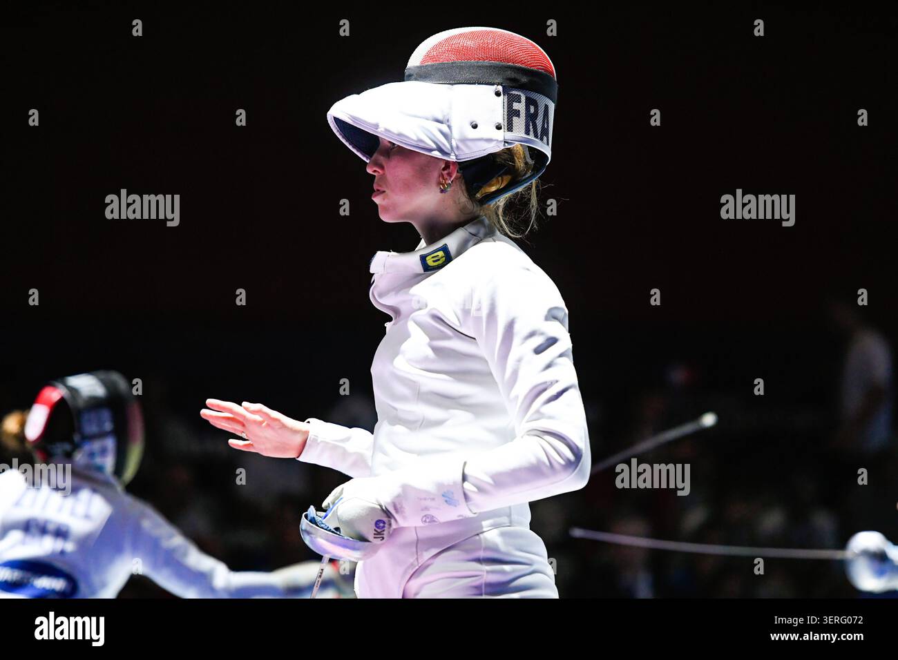 Auriane MALLO-BRETON of France talks to himself during 2026 European ...