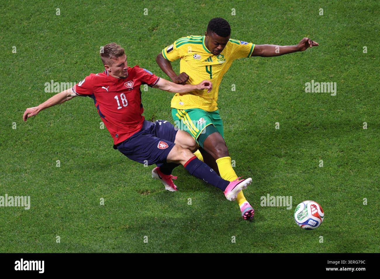 Czechia's Michal Sadilek (18) and South Africa's Teboho Mokoena (4 ...