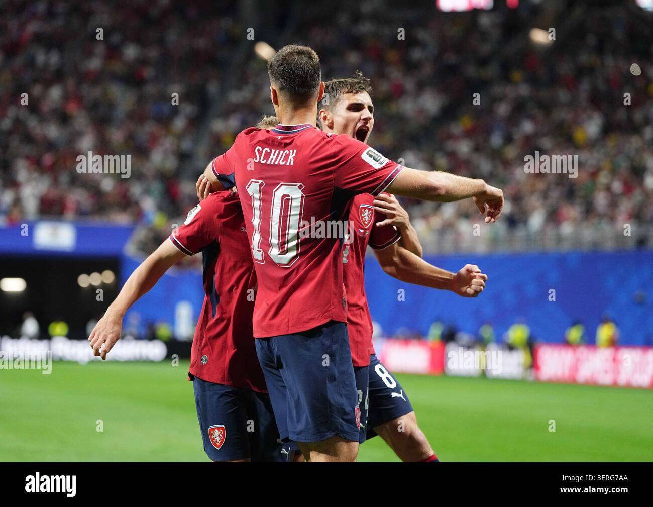 Michal Sadilek (Czechia) scores and celebrates his teams first goal ...