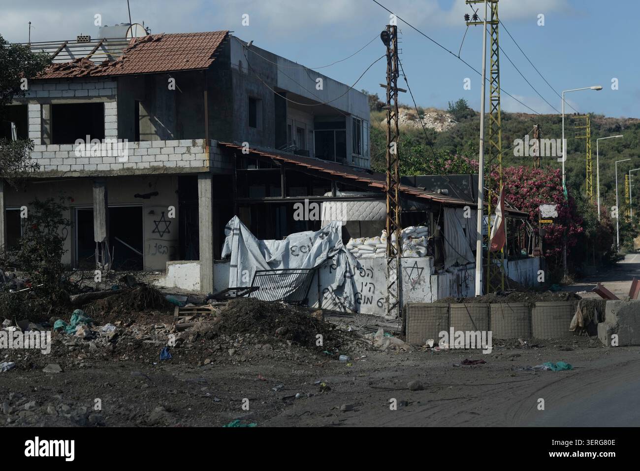 Graffiti written by Israeli soldiers is left on a house in the southern ...
