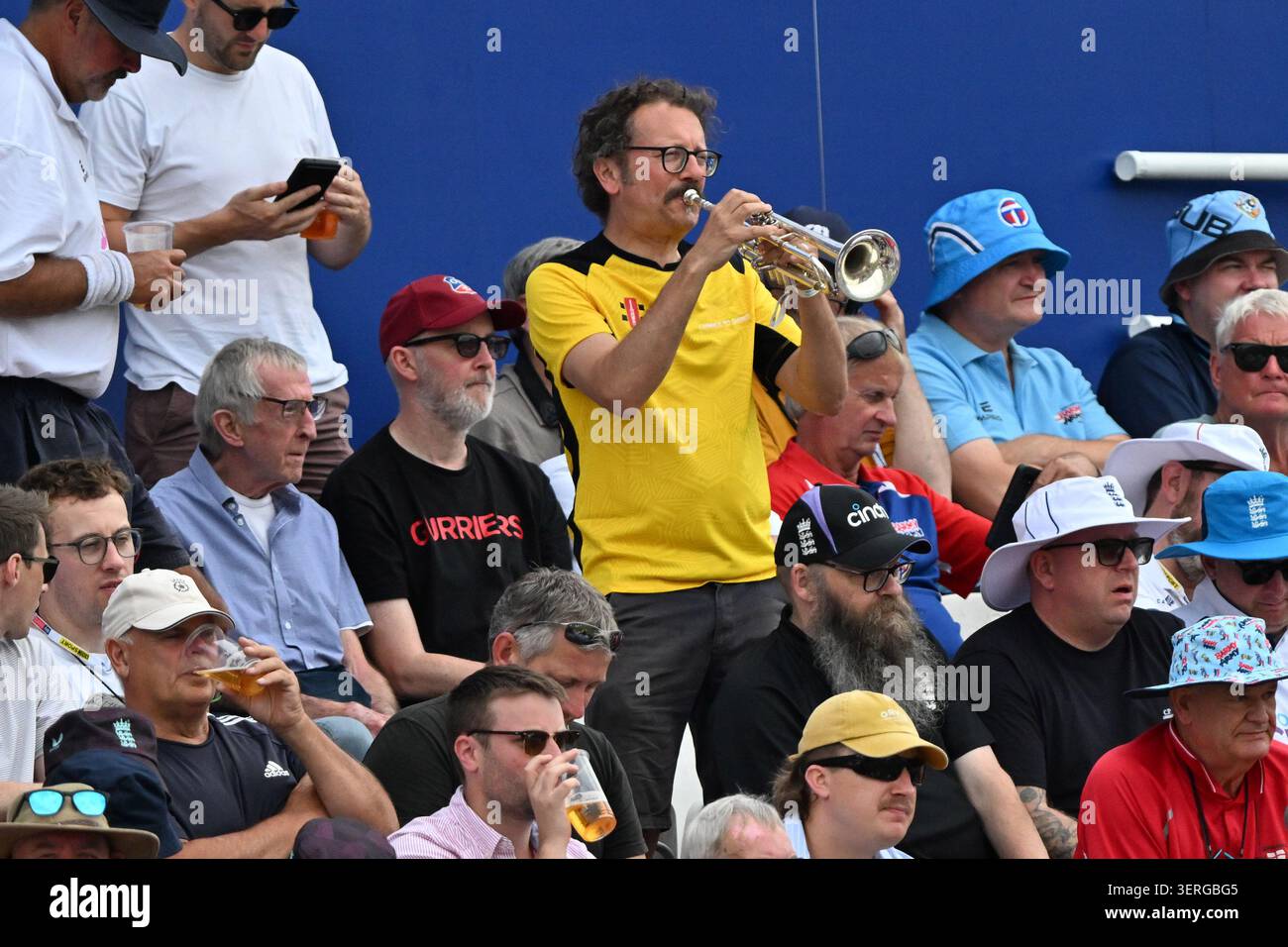 London, England, 18 June 2026 A trumpeter keeps the fans happy during ...