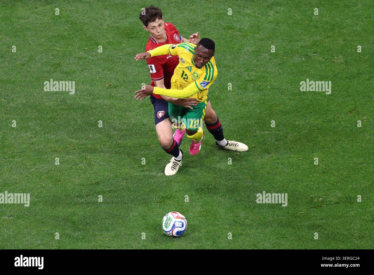 Czechia's Ladislav Krejci (7) holds South Africa's Thapelo Maseko (12 ...