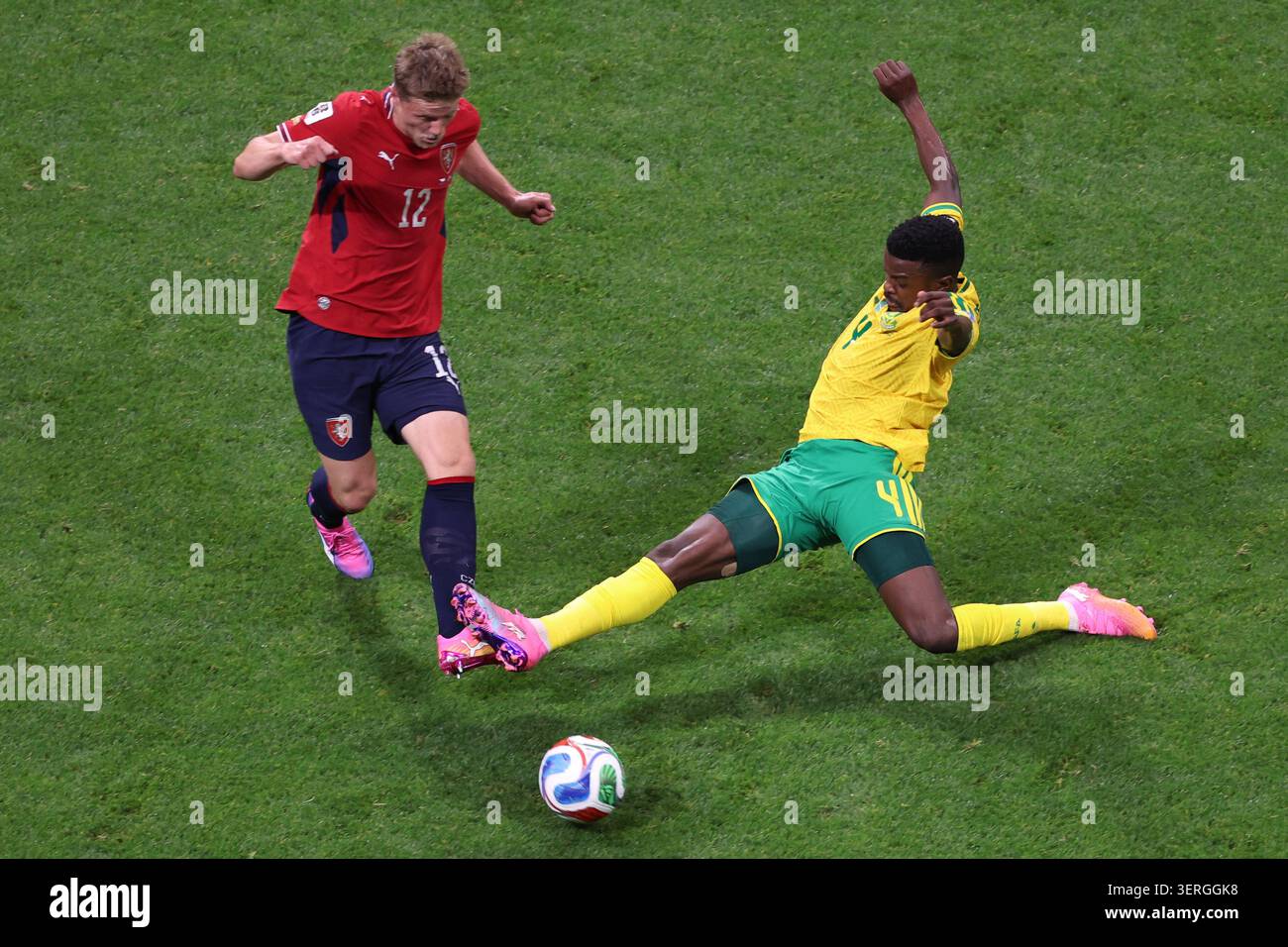 South Africa's Teboho Mokoena (4) tackles Czechia's Lukas Cerv (12 ...