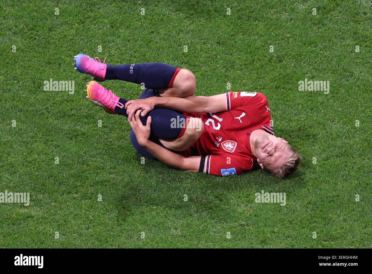 Czechia's Lukas Cerv (12) reacts during the World Cup Group A soccer ...