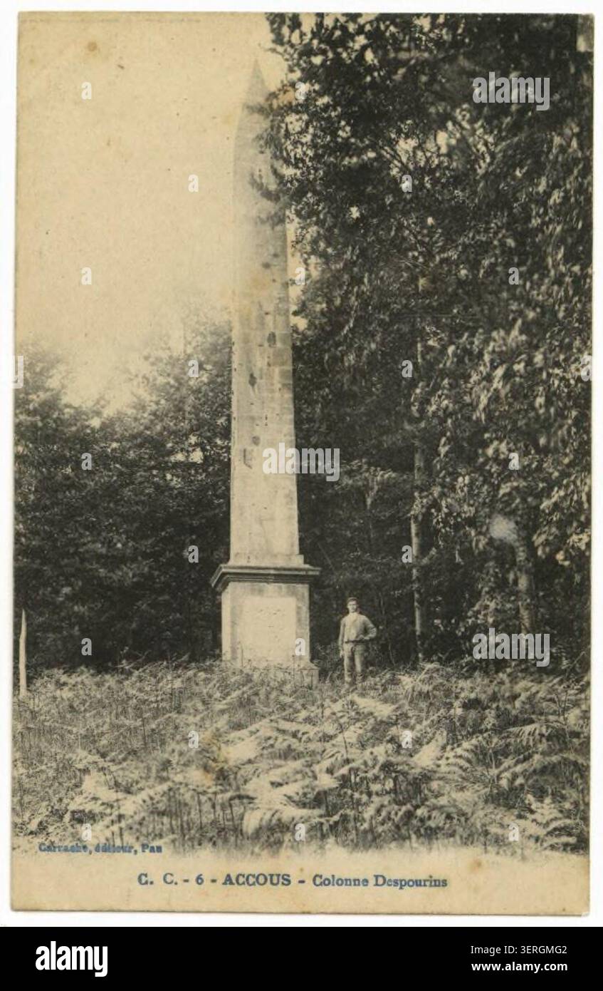 Accous commemorative monument pyrenees atlantiques early 1900s column ...
