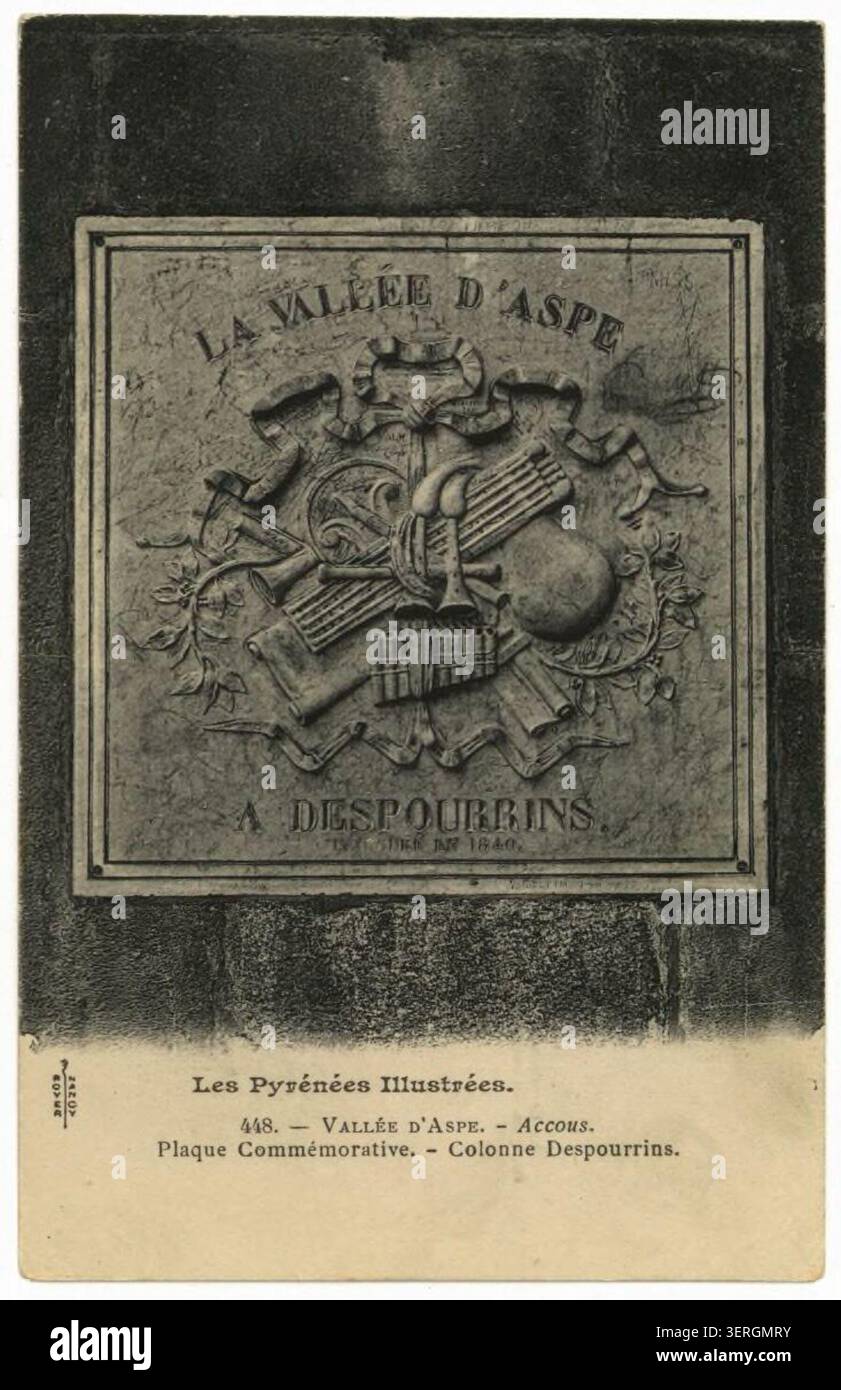 Accous commemorative monument pyrenees atlantiques early 1900s column ...