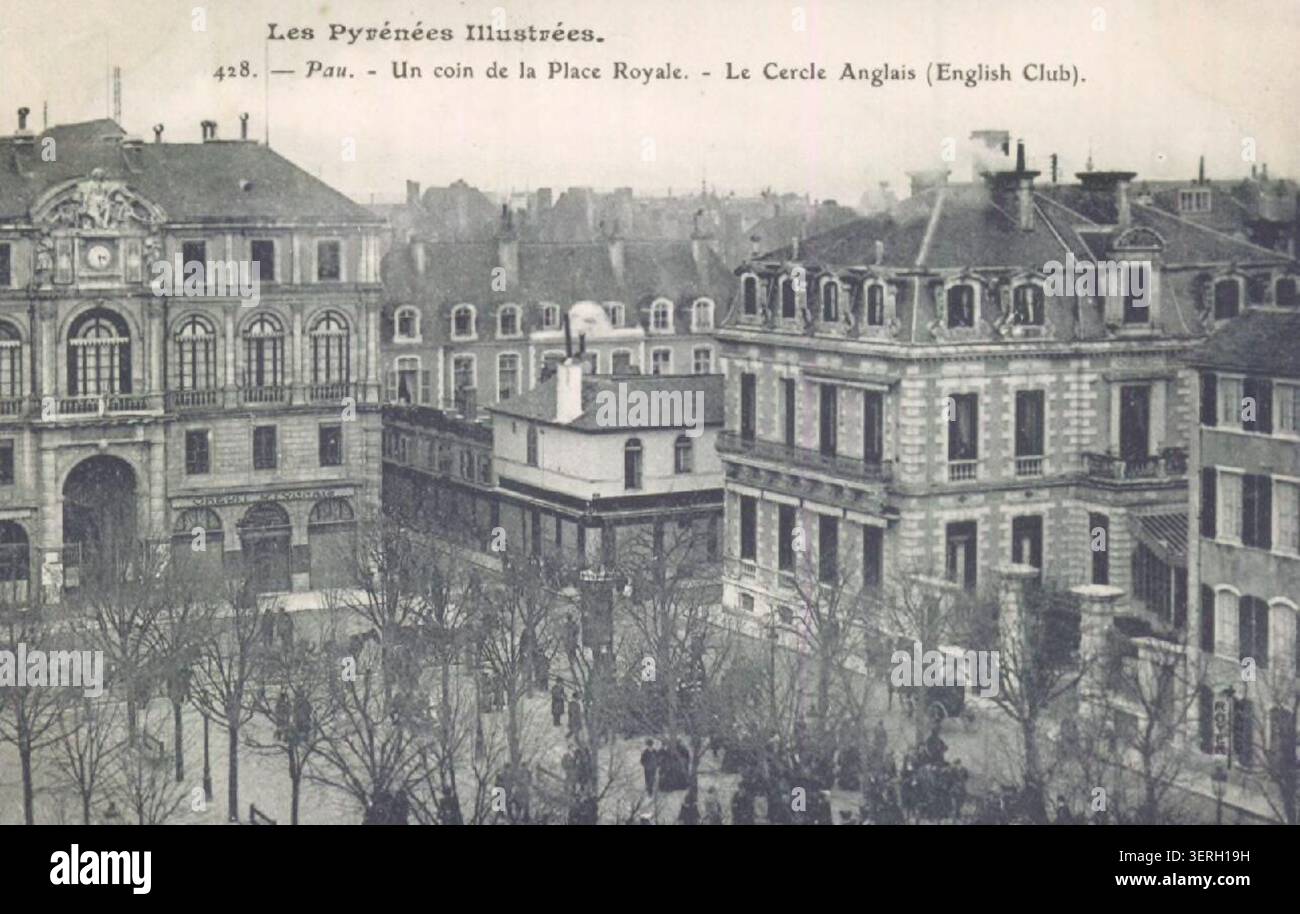 Corner of Place Royale in Pau presents the English Club building within ...