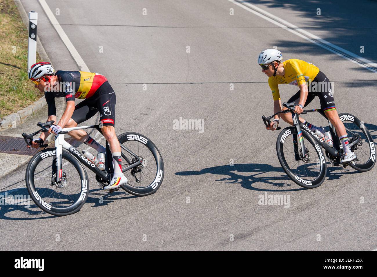 Locarno, Switzerland - JUNE 18: L) Tim Wellens of UAE Team Emirates ...