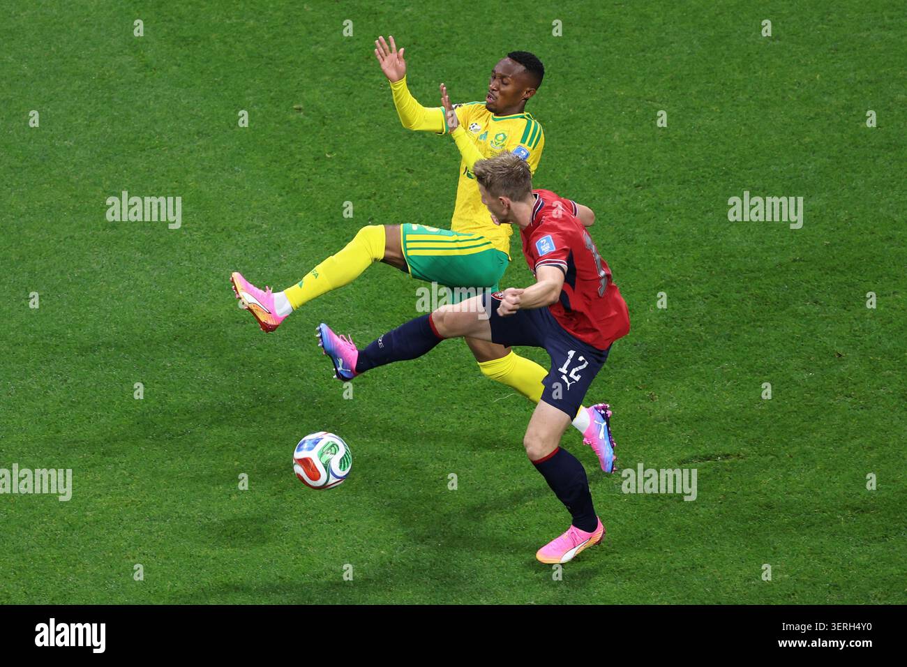 Czechia's Lukas Cerv (12) front and South Africa's Thapelo Maseko (12 ...