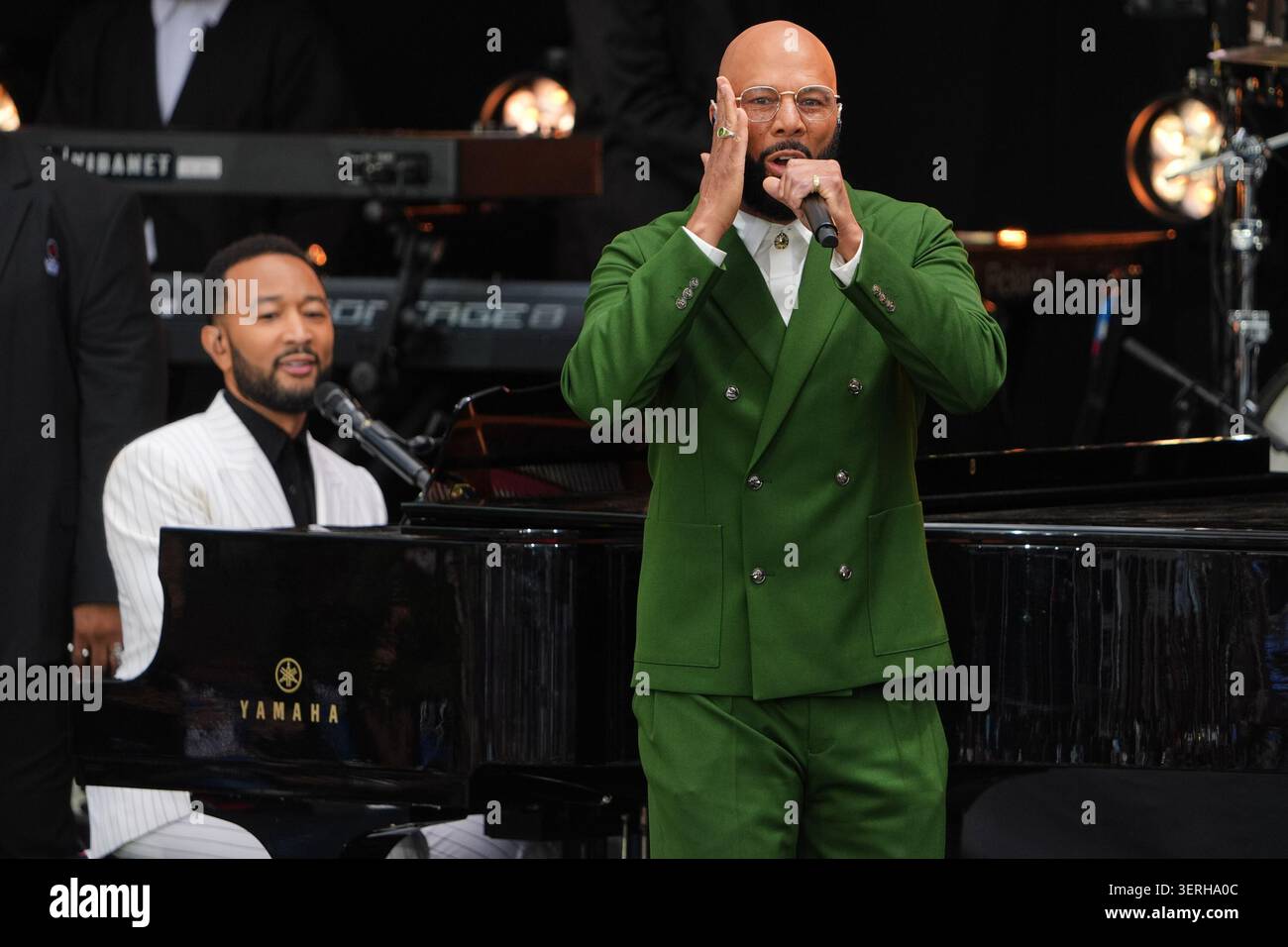 Singer John Legend and rapper Common perform during the dedication ...