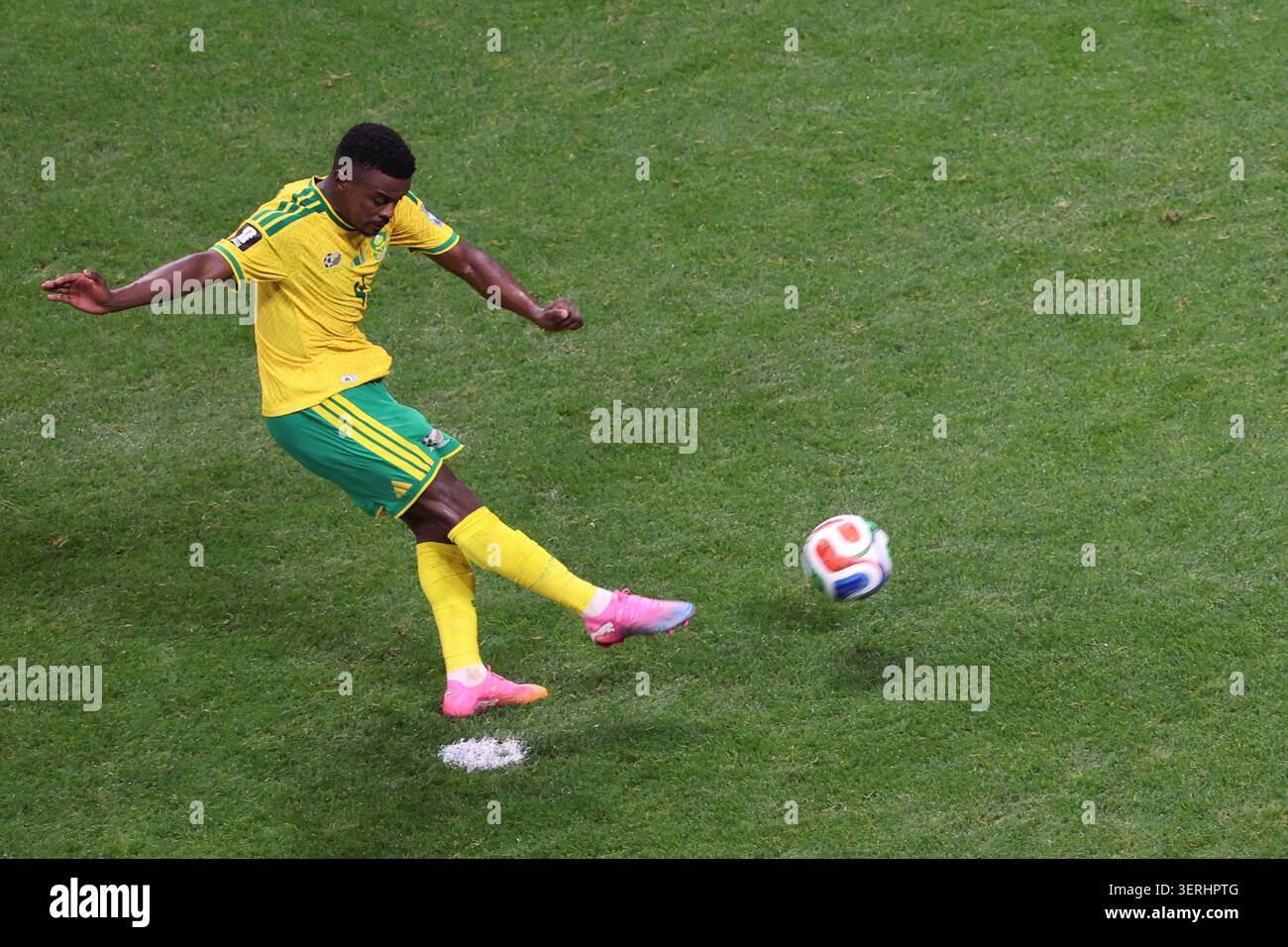 South Africa's Teboho Mokoena (4) scores from a penalty kick during the ...