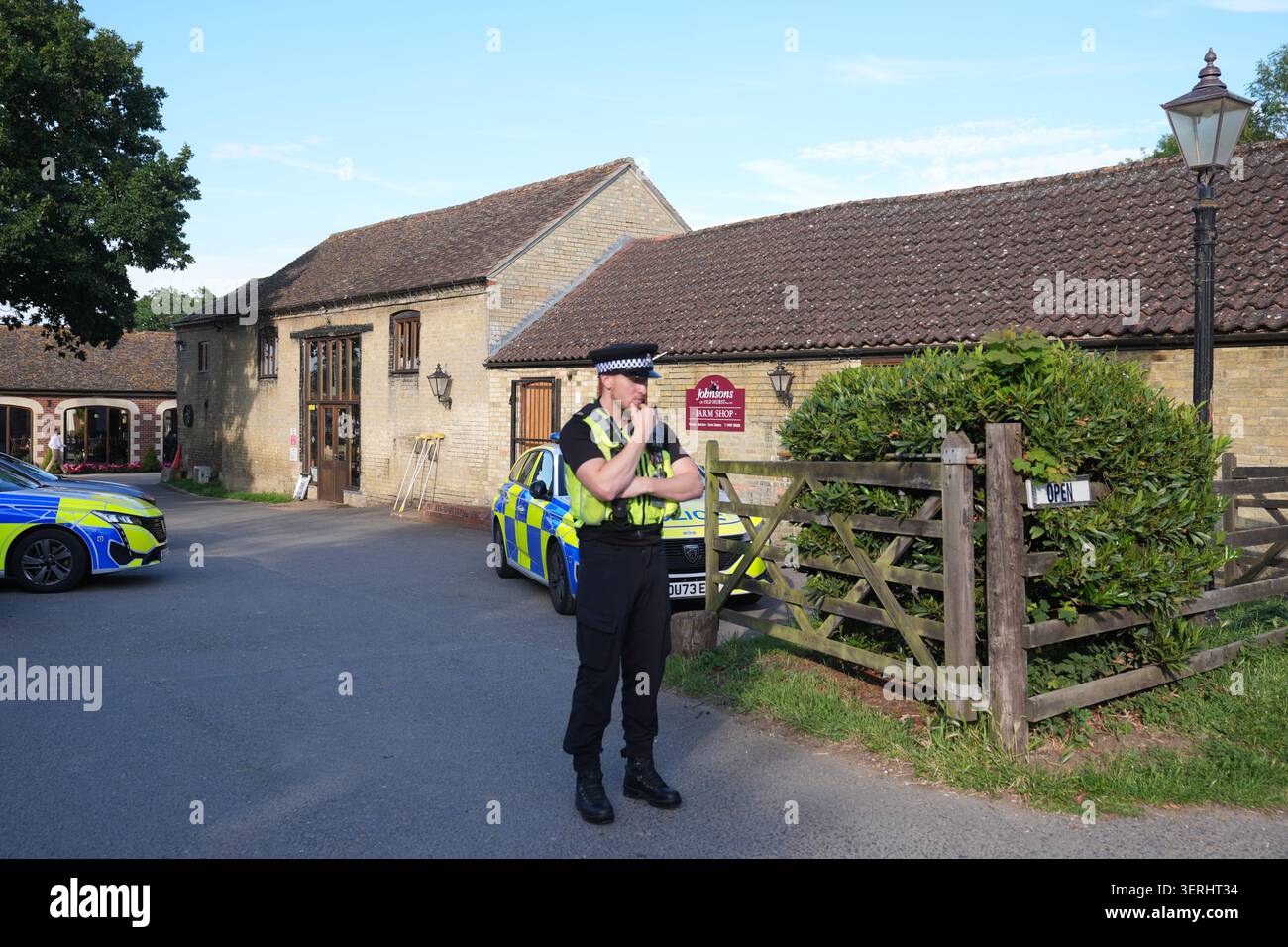 Police at Johnson's of Old Hurst, in Huntingdonshire, where a man has ...