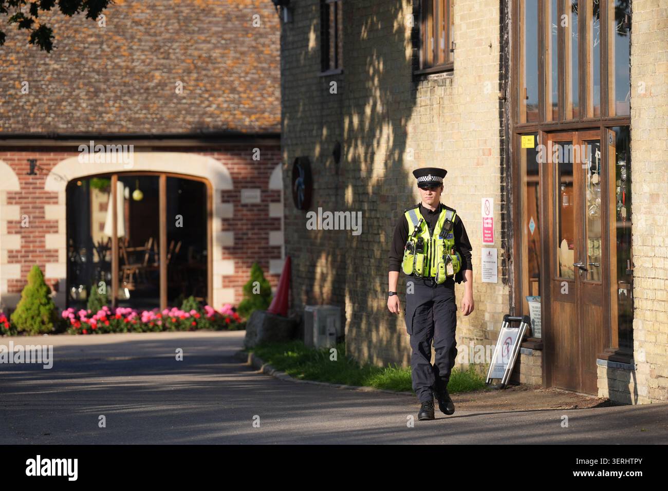 Police at Johnson's of Old Hurst, in Huntingdonshire, where a man has ...