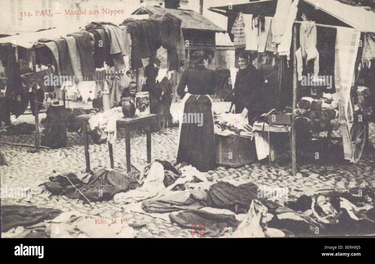 Bearn second hand goods market clothing stalls period hi-res stock ...