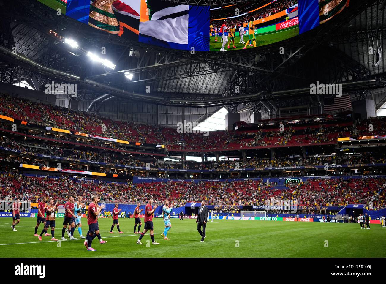 Czechia players applaud the fans at the end of the World Cup Group A ...