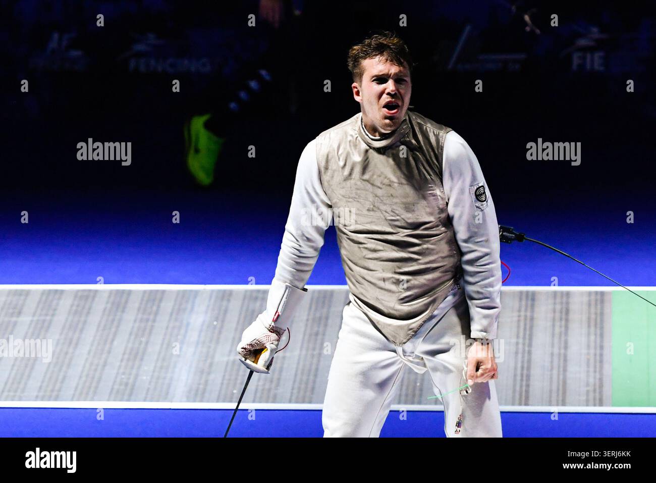 Rafael SAVIN of France celebrates his qualification to semi-finals ...