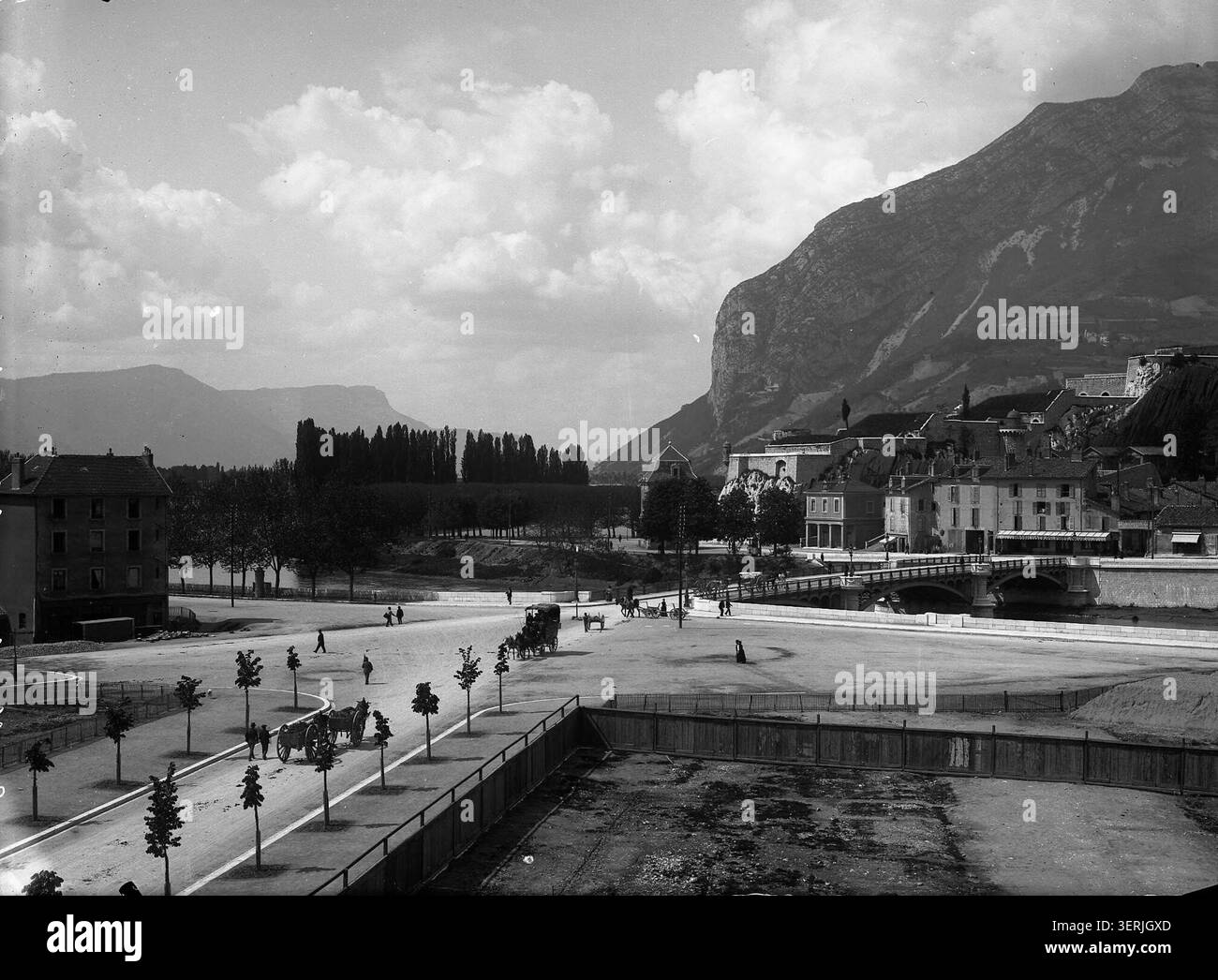 Grenoble bastille before bridge construction 1890 hi-res stock ...