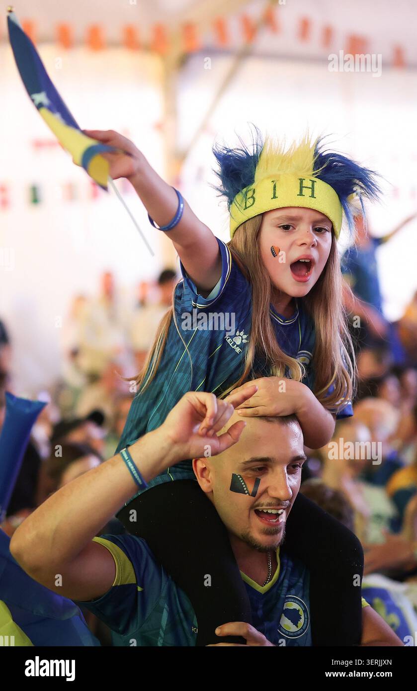 Bosnia and Herzegovina fans are ready for the start of the Bosnia and ...