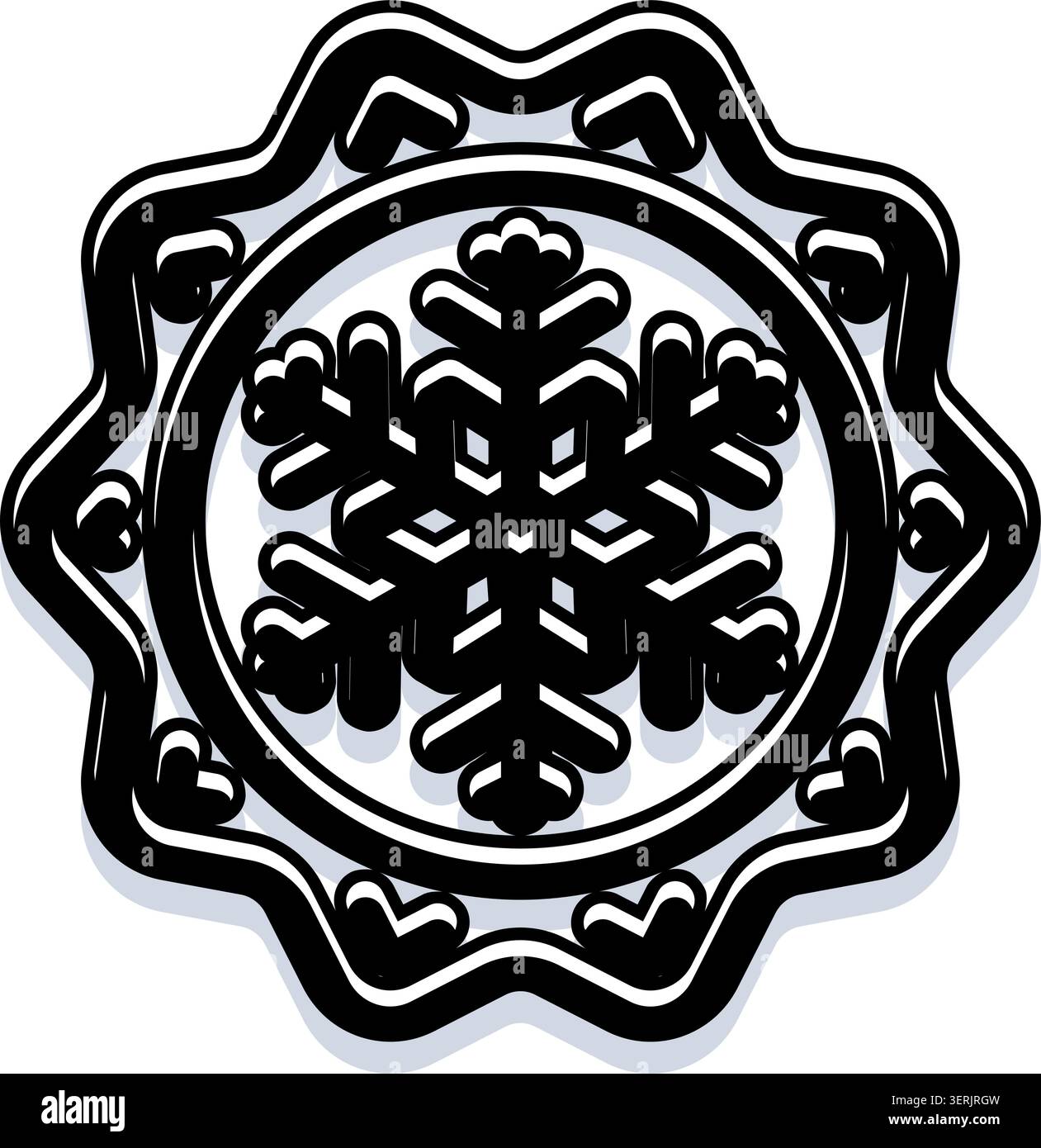 Snowflake symbol featuring an intricate design within a decorative ...