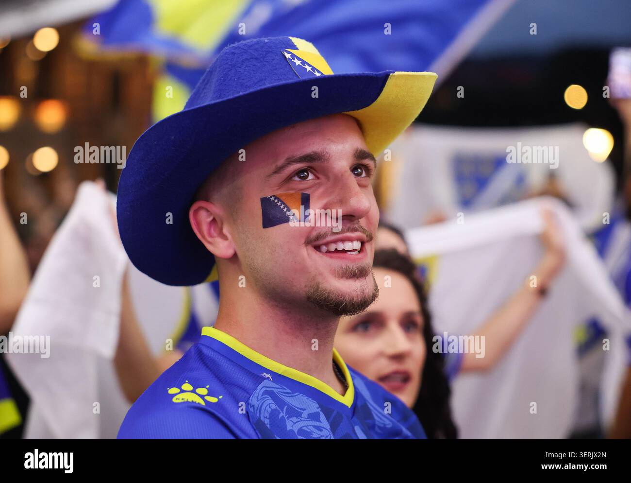Bosnia and Herzegovina fans are ready for the start of the Bosnia and ...