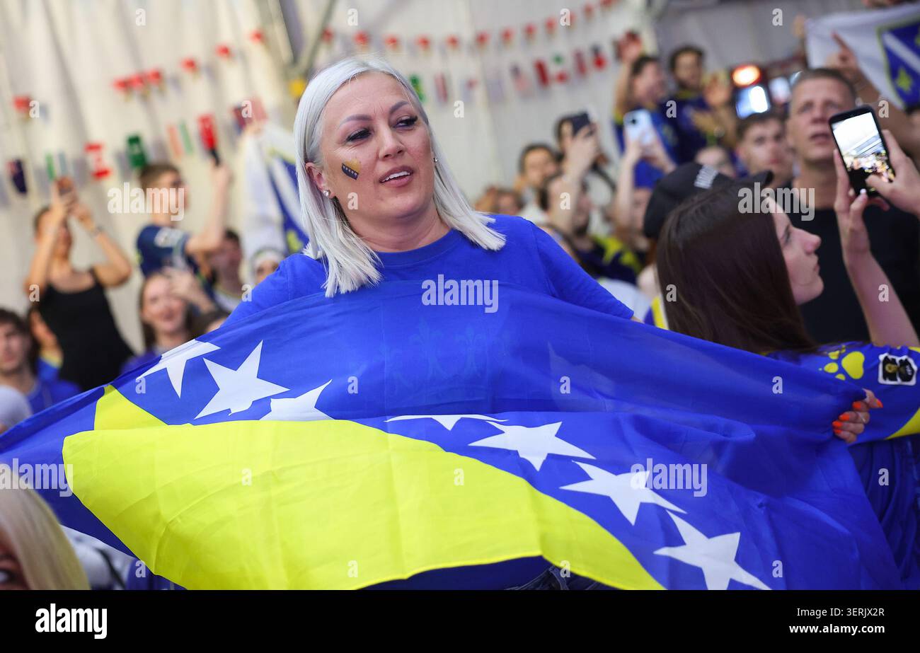 Bosnia and Herzegovina fans are ready for the start of the Bosnia and ...