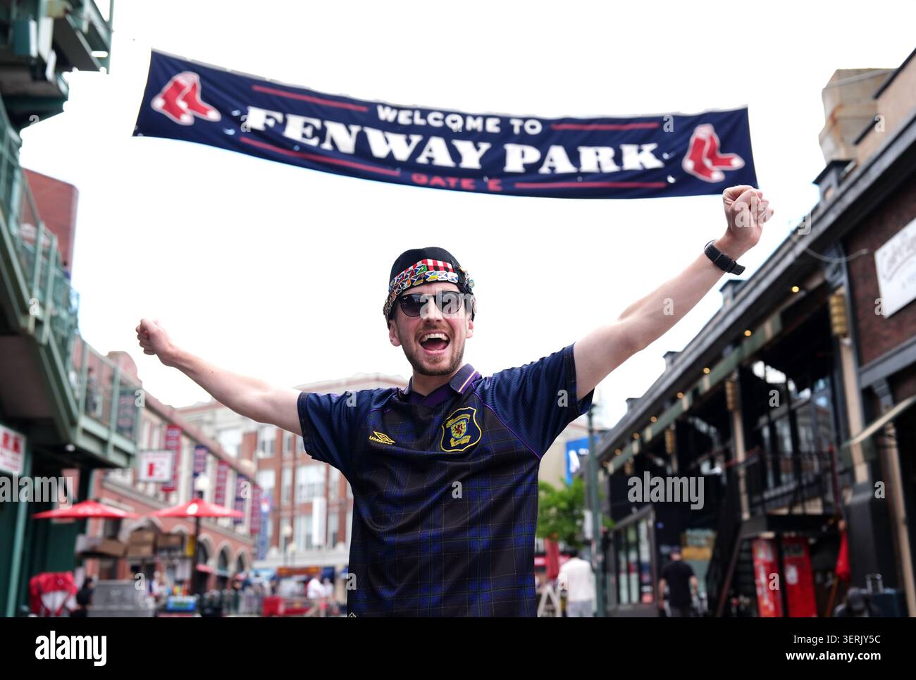 A Scotland fan at Fenway Park in Boston ahead of the FIFA World Cup ...