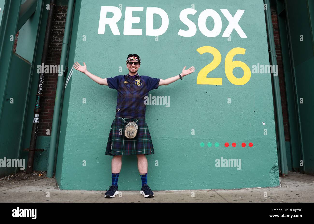 A Scotland fan at Fenway Park in Boston ahead of the FIFA World Cup ...