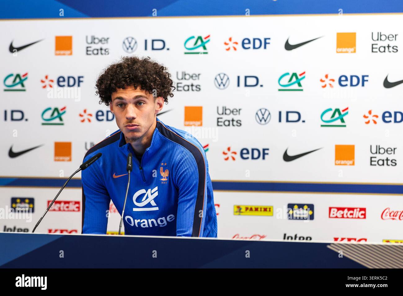 Maghnes AKLIOUCHE of France during a press conference, the French ...