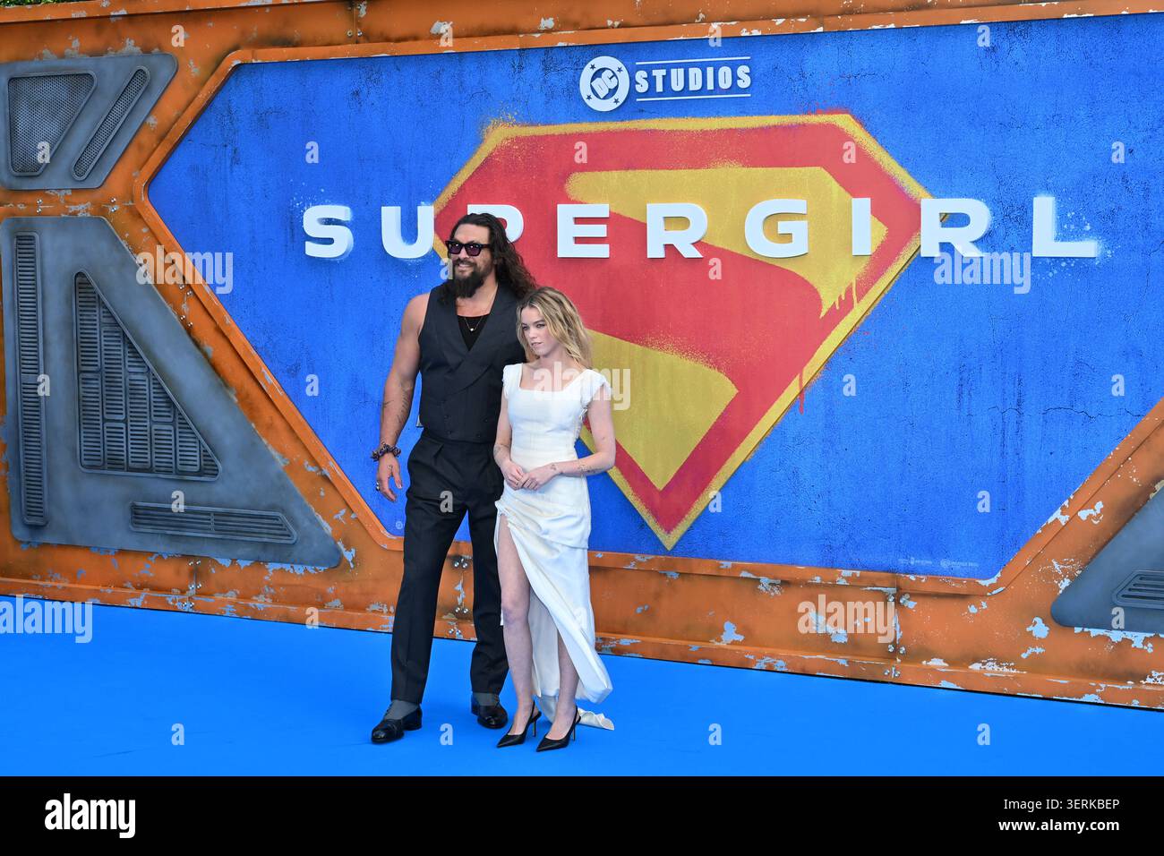 Jason Momoa and Milly Alcock walk the red carpet.Credit: Nils Jorgensen ...