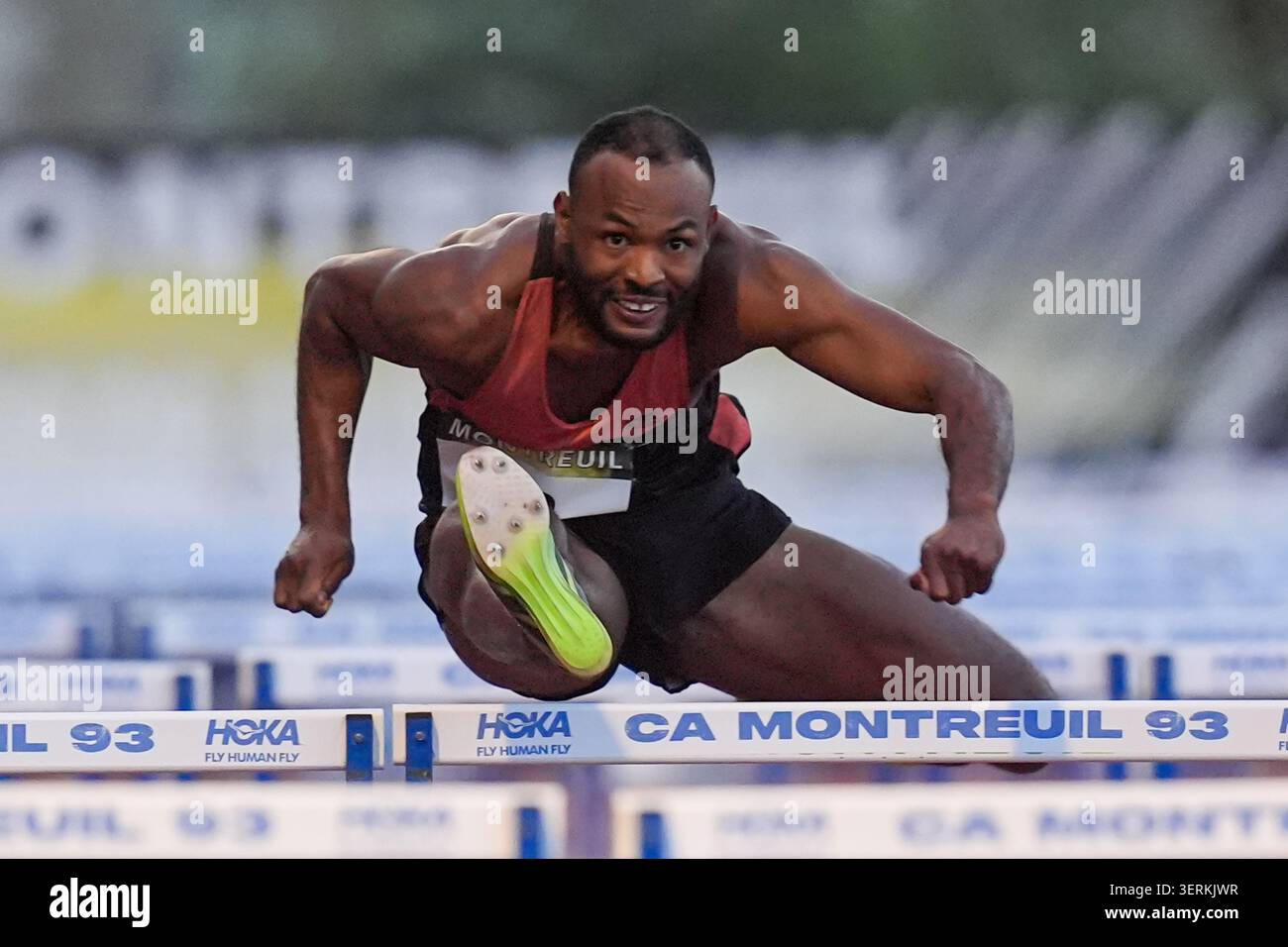 Marcos HERRERA of Ecuador competes in the Men 110m hurdles event during ...