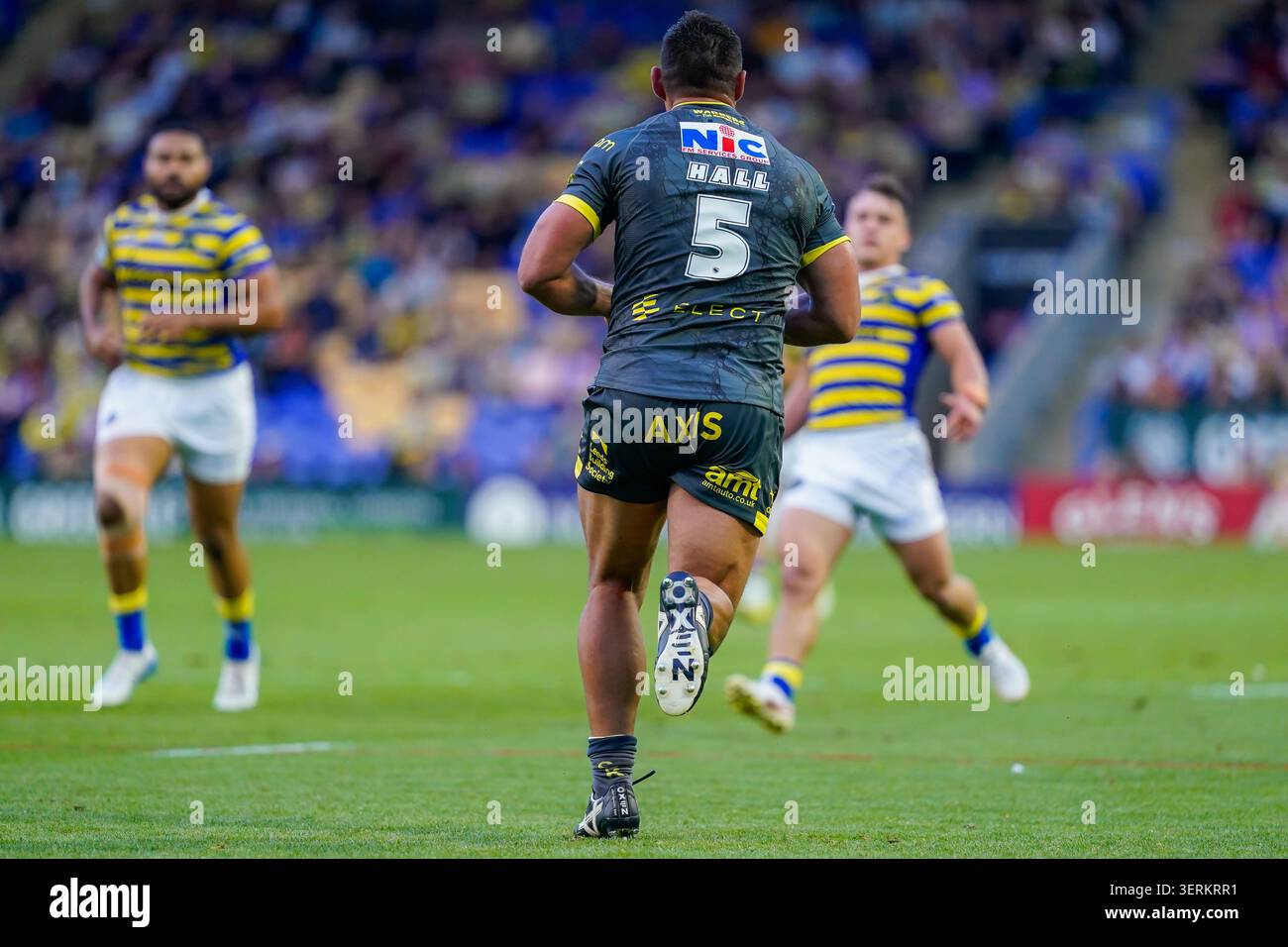 WARRINGTON, ENGLAND - June 18: Ryan Hall of Leeds returns the ball ...