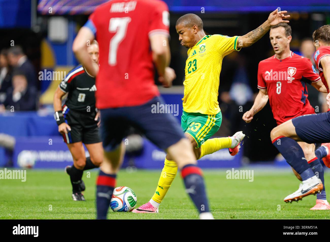 South Africa's Jayden Adams passes the ball during the World Cup Group ...
