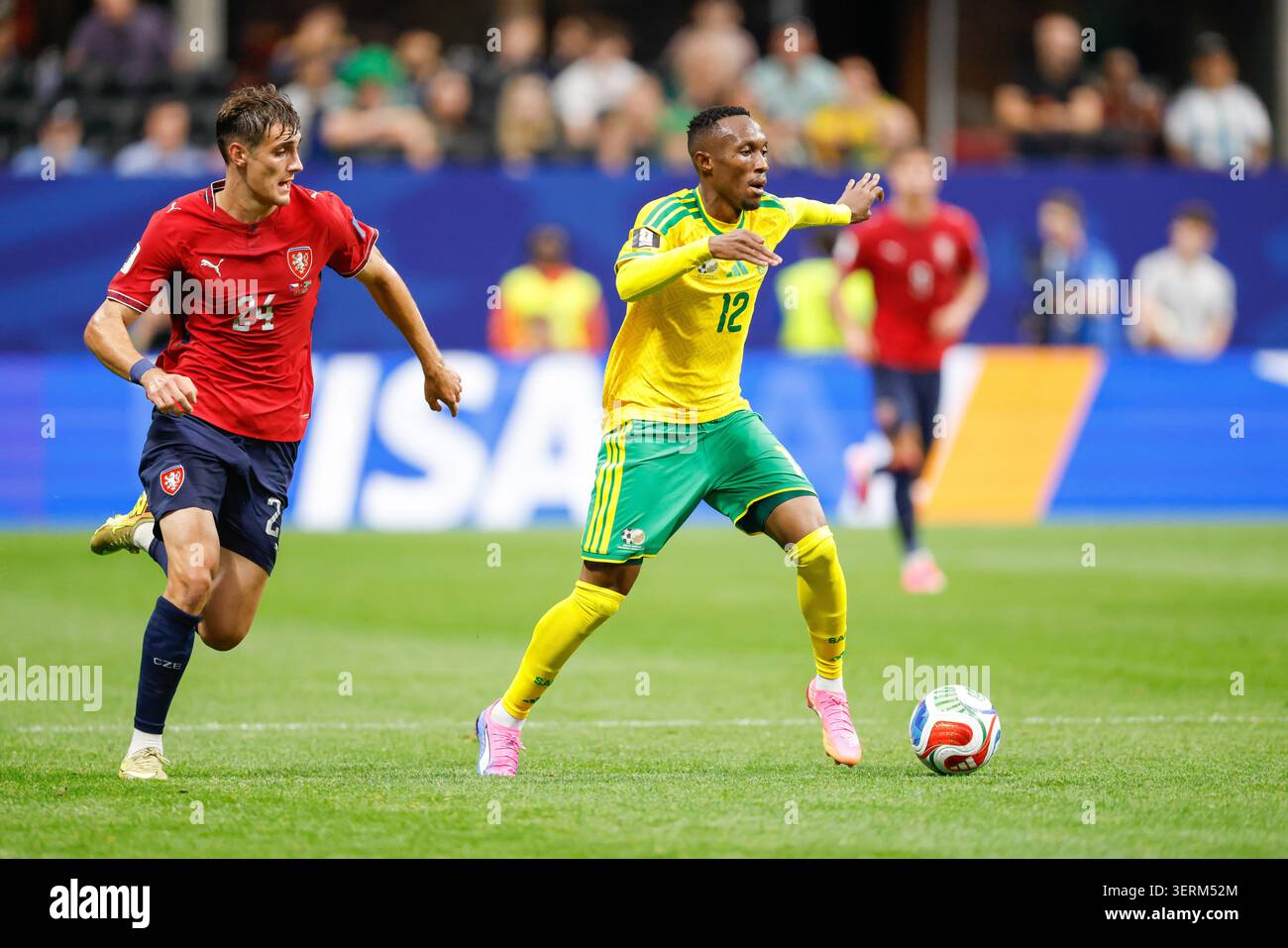 South Africa's Thapelo Maseko dribbles the ball during the World Cup ...