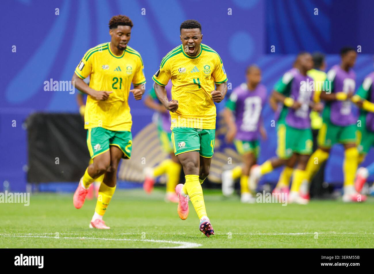 South Africa's Teboho Mokoena celebrates a goal during the World Cup ...