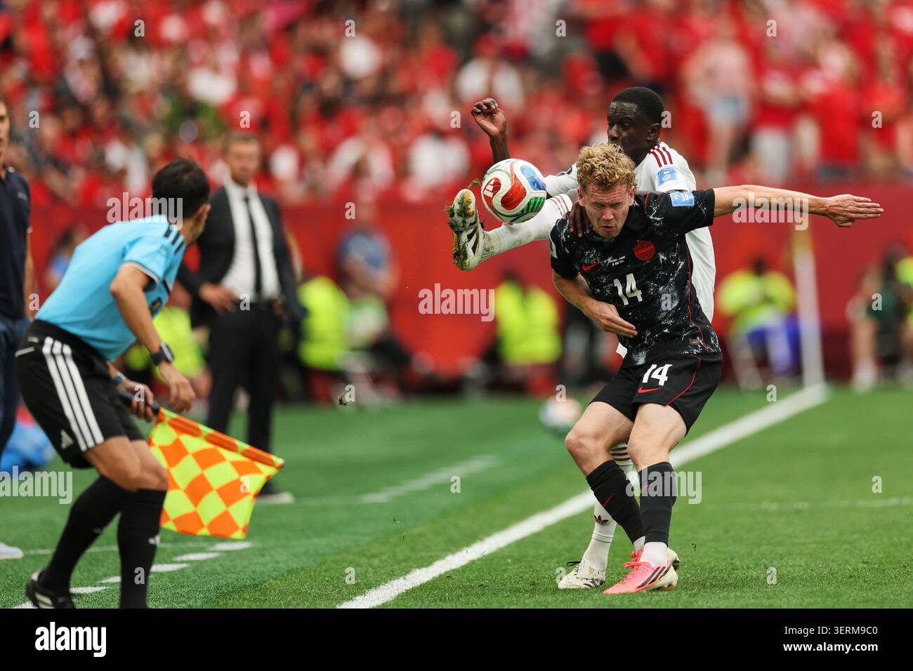 Canada's Jacob Shaffelburg, front, battles with Qatar's Issa Laye (4 ...