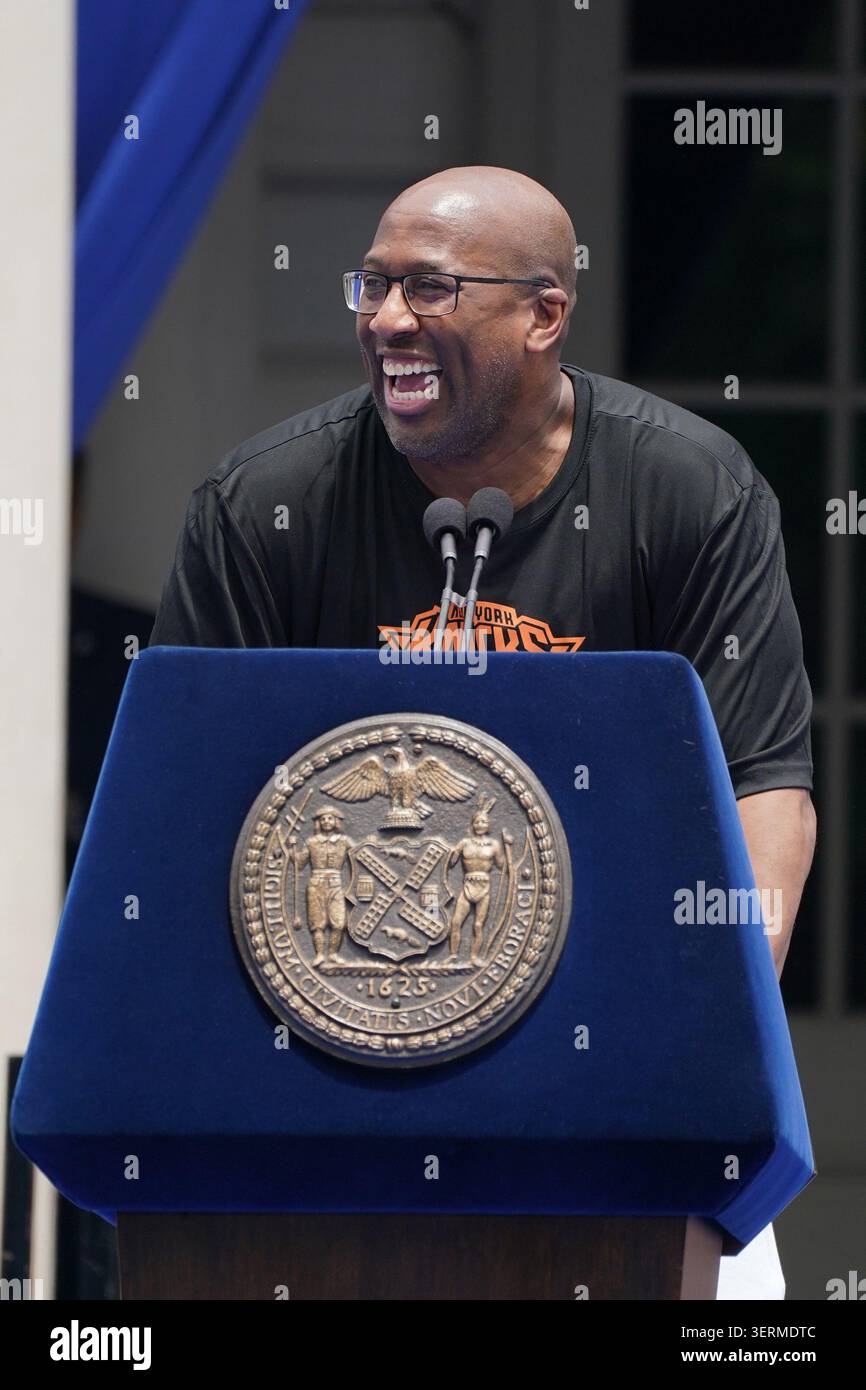 Mike Brown at a public appearance for Knicks NBA Championship Ceremony ...