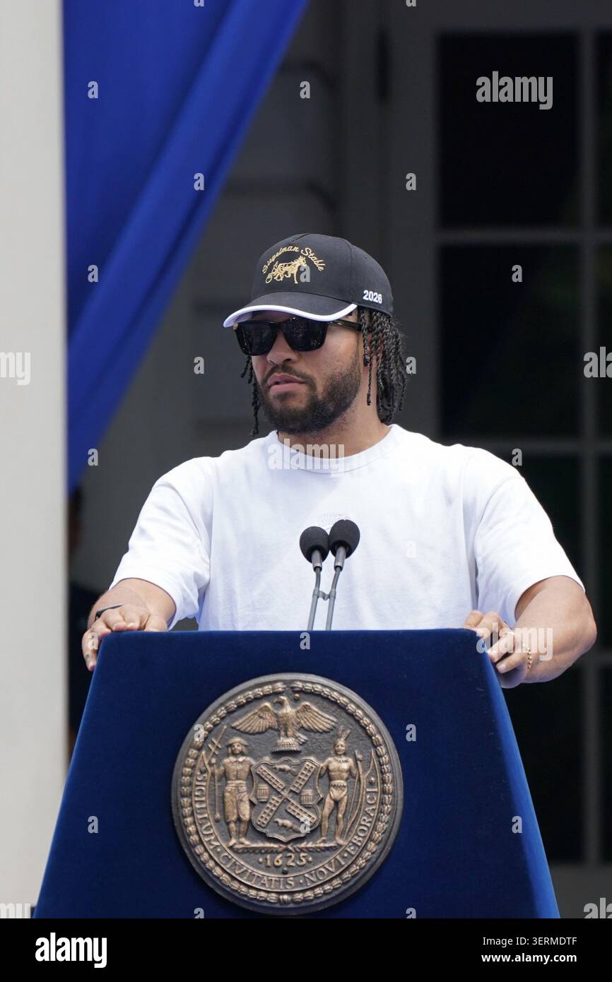 Ny. 18th June, 2026. Jalen Brunson at a public appearance for Knicks ...