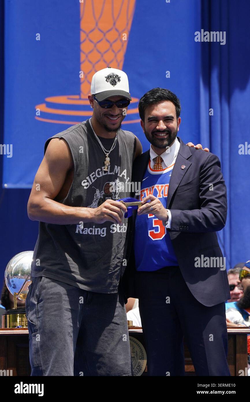 Josh Hart, Zohran Mamdani at a public appearance for Knicks NBA ...