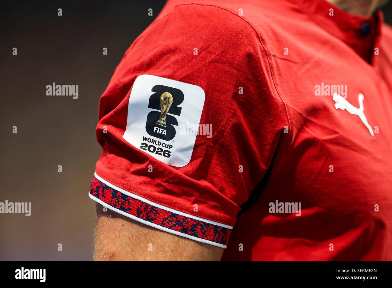 Close up view of the FIFA World Cup 2026 logo during the match between ...
