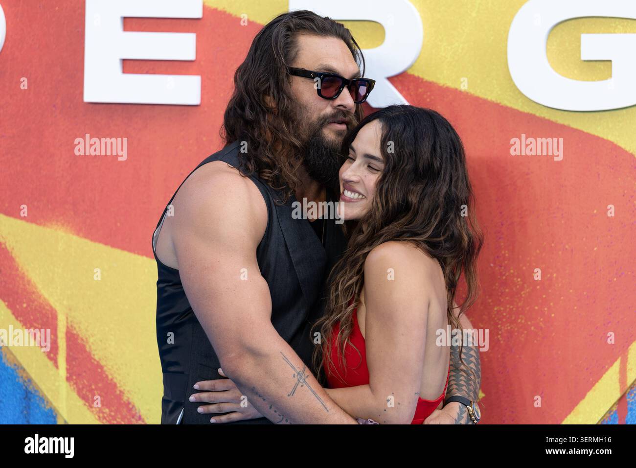 Jason Momoa and Adria Arjona attend the UK Sneak Peak Fan Event for ...