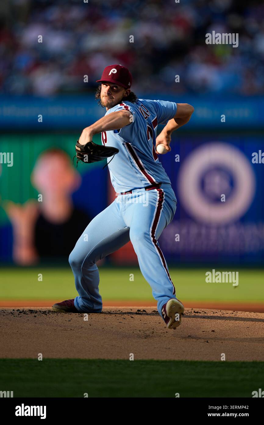 Philadelphia Phillies' Aaron Nola plays during a baseball game Thursday ...