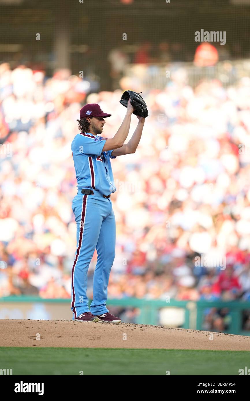 Philadelphia Phillies' Aaron Nola plays during a baseball game Thursday ...