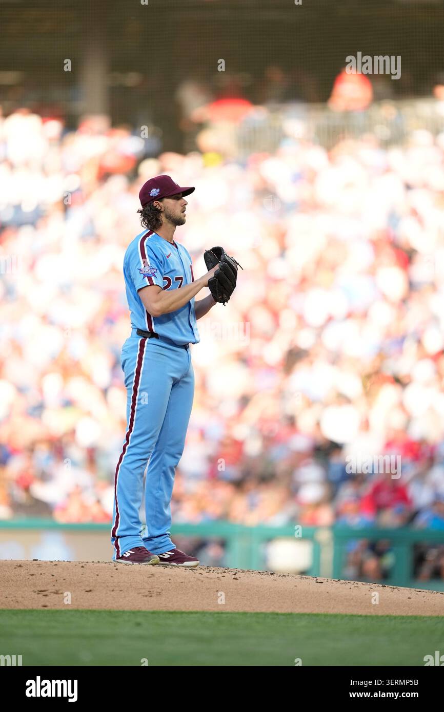 Philadelphia Phillies' Aaron Nola plays during a baseball game Thursday ...