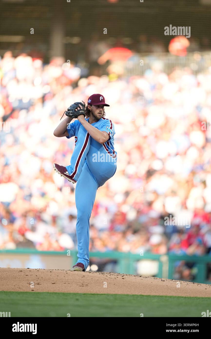 Philadelphia Phillies' Aaron Nola plays during a baseball game Thursday ...