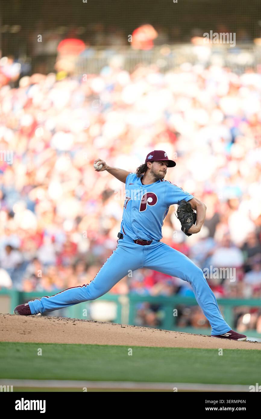 Philadelphia Phillies' Aaron Nola plays during a baseball game Thursday ...