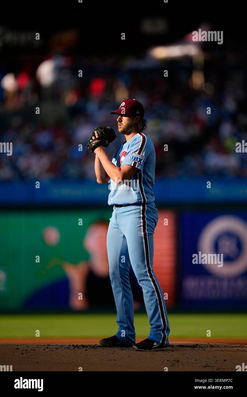Philadelphia Phillies' Aaron Nola plays during a baseball game Thursday ...