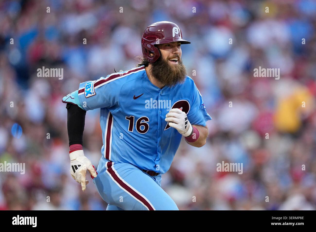 Philadelphia Phillies' Brandon Marsh plays during a baseball game ...