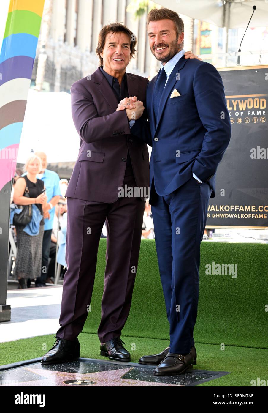 Actor Tom Cruise poses with honoree David Beckham on his Star On The ...